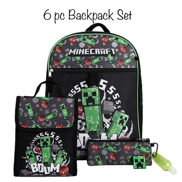 Bioworld | Accessories | 6pc Minecraft Backpack And Lunch Set | Poshmark